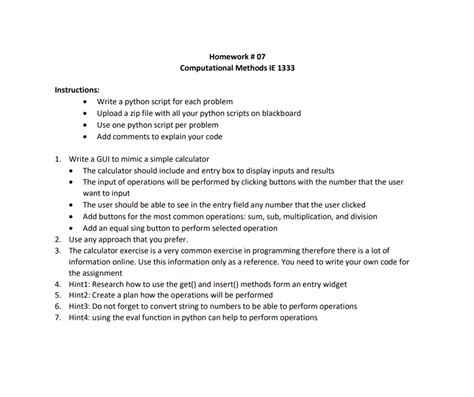 Solved Homework 07 Computational Methods Ie 1333