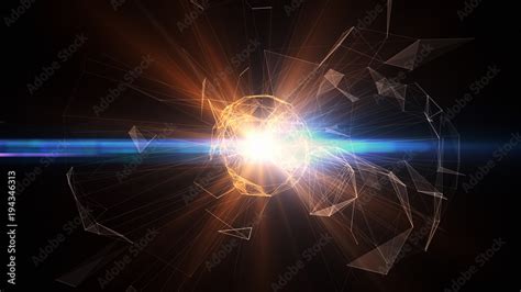 3d Abstract Technology With Intersections And Particles Network Of Lines With Sphere Shape