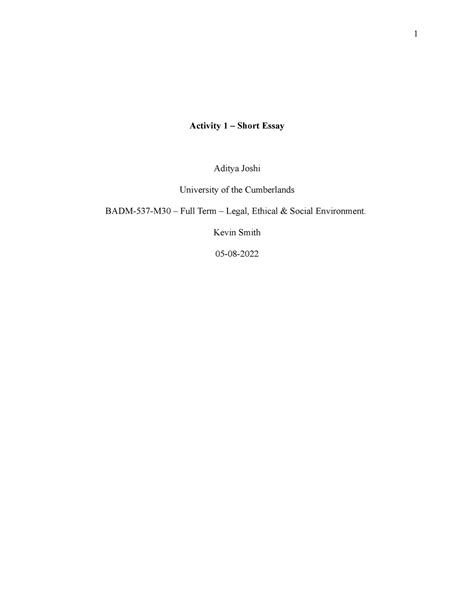 Activity 1 Legal Ethical And Social Environment Aditya Due 05 08