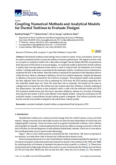 Pdf Coupling Numerical Methods And Analytical Models For Ducted