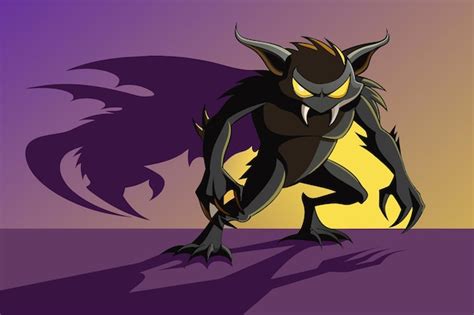 노란색 배경을 가진 괴물의 만화 프리미엄 Ai 생성 벡터