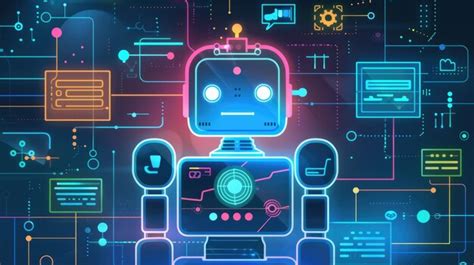 Ai Network With Robot Data Connections Focused On Digital Innovation And Automation In The