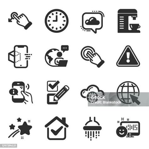 증강 현실 터치 스크린 제스처 인터넷 기호와 같은 기술 아이콘 세트 벡터 가상현실에 대한 스톡 벡터 아트 및 기타 이미지