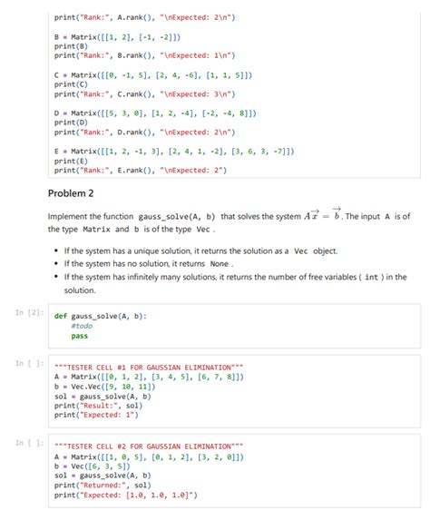 Solved Problem 1 Copy Paste Your Implemented Matrix And Vec