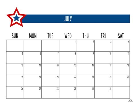 July 2026 Calendars 150 Free Printables Printabulls
