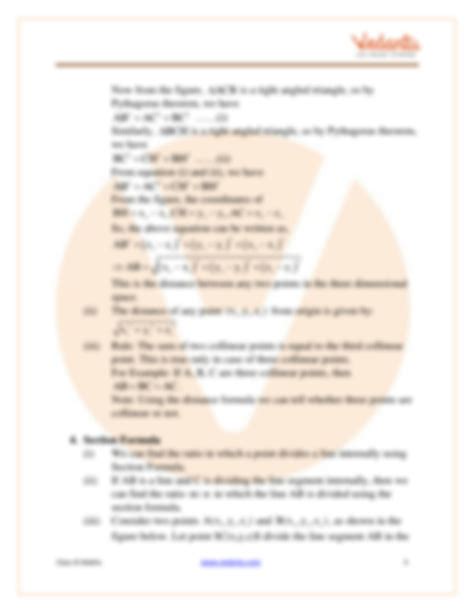 Solution Class 11 Revision Notes Introduction To Three Dimensional
