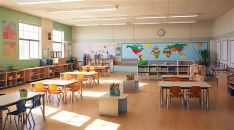 Premium Ai Image A Busy Classroom Filled With Students And Desks