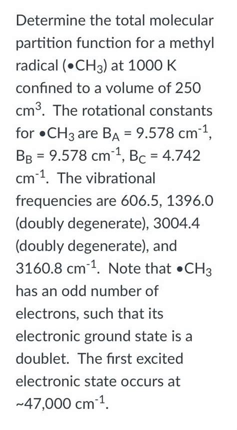 Solved Determine The Total Molecular Partition Function For