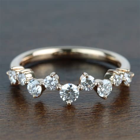 Asymmetric Chevron Diamond Wedding Ring In Rose Gold By Parade