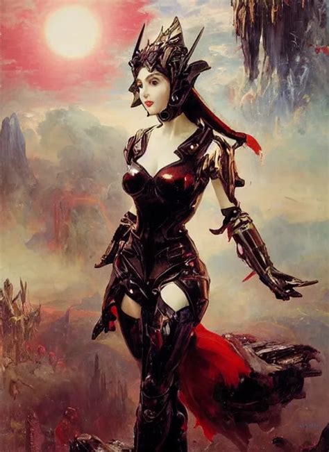 Amouranth As An Evil Futuristic Goddess By Frederick Stable Diffusion