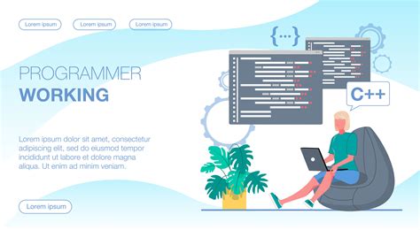 Programmer Working The Programmer Works On The Computer A Woman Sits In A Chair With A Laptop