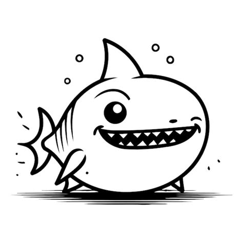 귀여운 상어 터 일러스트레이션 바탕에 고립 프리미엄 벡터