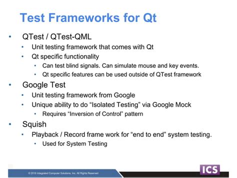 Qt Test Framework Ppt