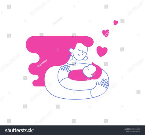 Mom Hugging Cuddling Her Baby Boy Stock Vector Royalty Free