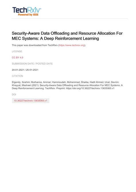 pdf security aware data offloading and resource allocation for mec