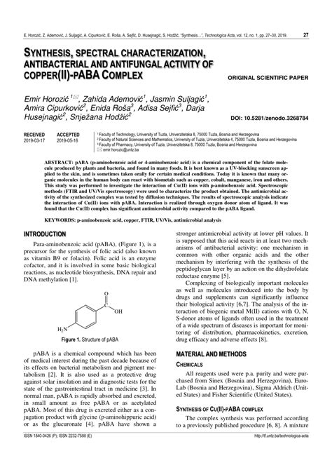 (PDF) Synthesis, spectral characterization, antibacterial and ...
