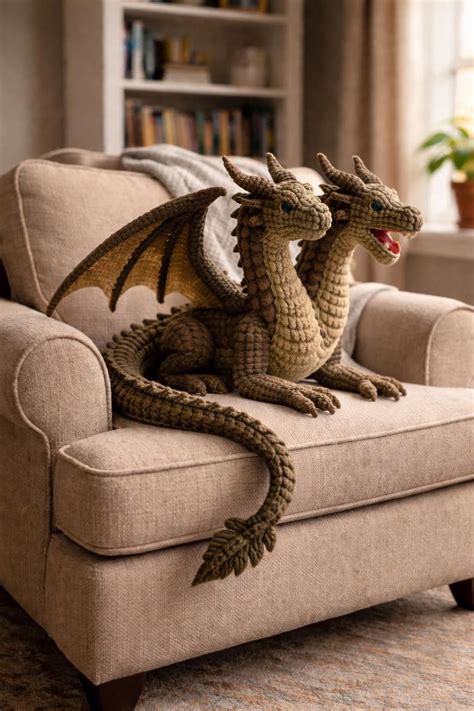 Crochet Two Headed Dragon Pattern Pdf Digital Download For A Detailed