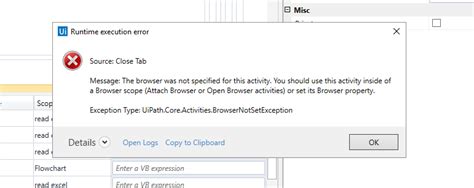 Message The Browser Was Not Specified For This Activity You Should