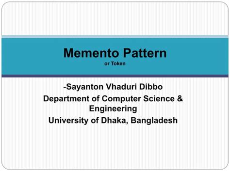 Memento Pattern Pptx Programming Languages Computing