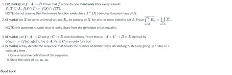 Solved Marks Let F AB Prove That F Is One To One Chegg Com