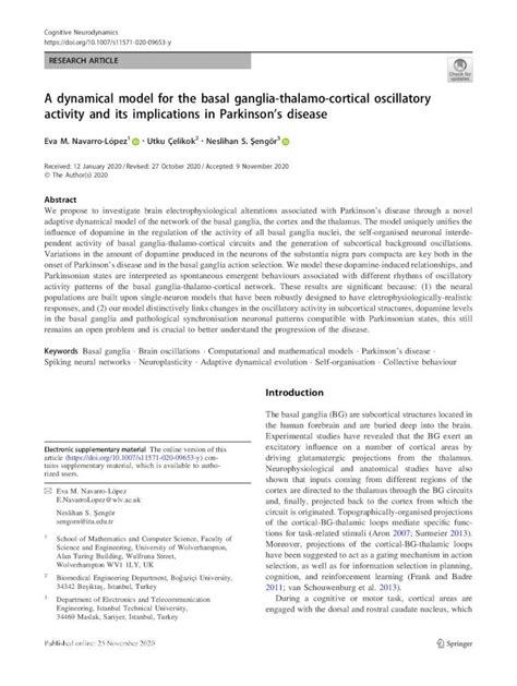 Pdf A Dynamical Model For The Basal Ganglia Thalamo Cortical