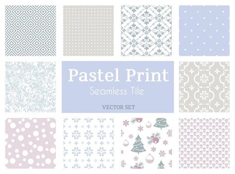 Set Of Vector Tiled Seamless Collection Of Modern Stylish Pastel Basic Color Patterns Texture