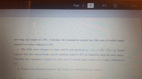 Solved 2 Dynamic As Ad Model The Dynamic Aggregate Demand