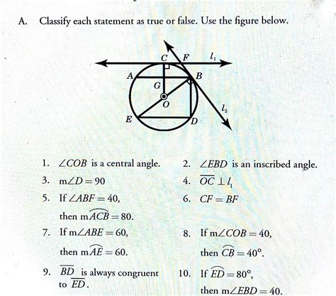 solved a classify each statement as true or false use the figure