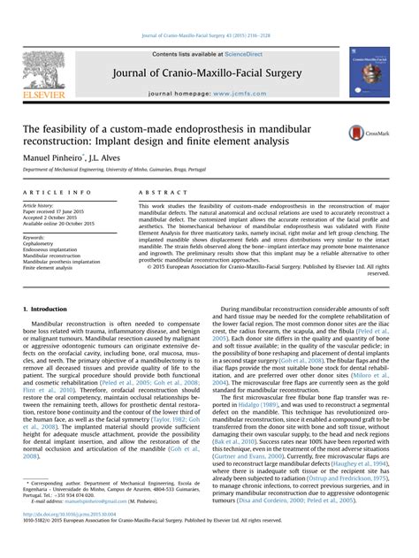 pdf the feasibility of a custom made endoprosthesis in mandibular