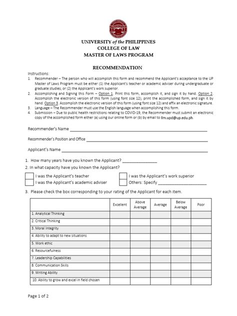 Llm Recommendation Form Pdf