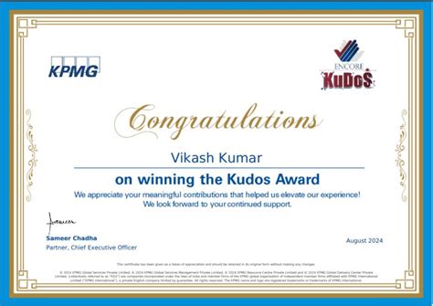 Kpmg Recognition Feelingproud Vikash Kumar 12 Comments