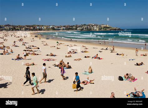 Australias Famous Bondi Beach On A Typically Hot Day With Holiday
