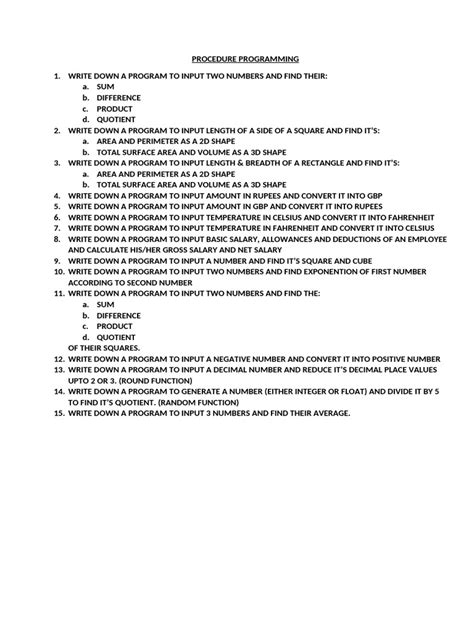 Procedure Programming Pdf