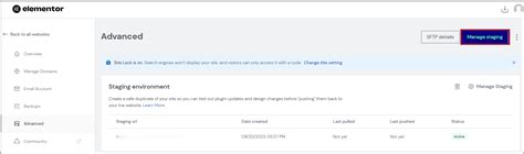 Create A Staging Site Elementor