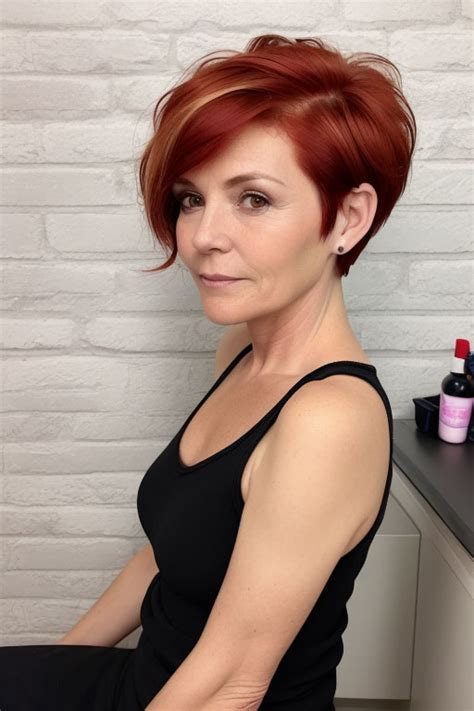 55 Pixie Colours For Women Over 50 Asymmetrical Red Pixie
