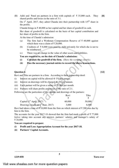 Accounts 2018 2019 Isc Commerce Class 12 Set 1 Question Paper With Pdf Download