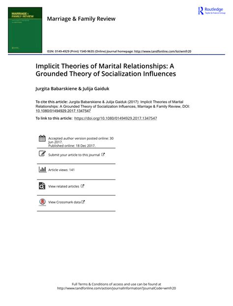 Pdf Implicit Theories Of Marital Relationships A Grounded Theory Of Socialization Influences