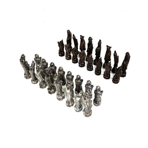 Vintage Chinese Chess Set Brass Chess Set Staunton Style Chess