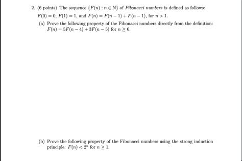 solved 2 6 points the sequence {f n n € n} of fibonacci