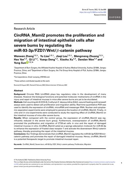 Pdf Circrna Maml2 Promotes The Proliferation And Migration Of