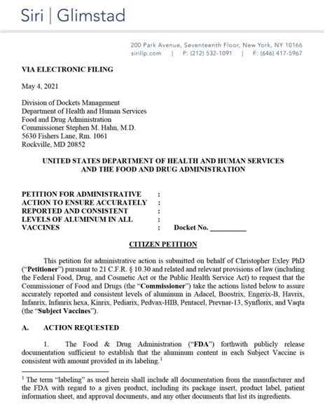 Citizens Petition The Fda On Aluminum Adjuvents Cancer Corner Usa