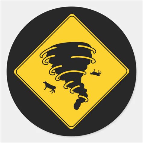 Road Sign Tornado Classic Round Sticker Zazzle