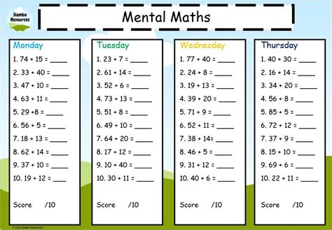 Mental Maths Printables
