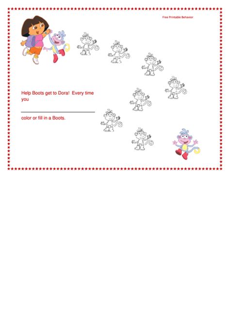 Help Boots Get To Dora Behavior Chart Printable Pdf Download