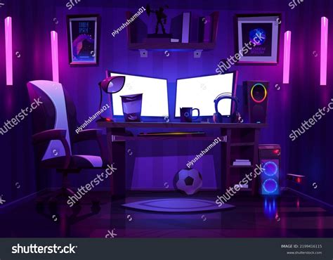 Dream Gaming Room Dual Monitor Setup Stock Illustration 2199416115 Shutterstock