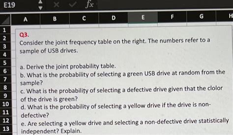 Solved Consider The Joint Frequency Table On The Right The