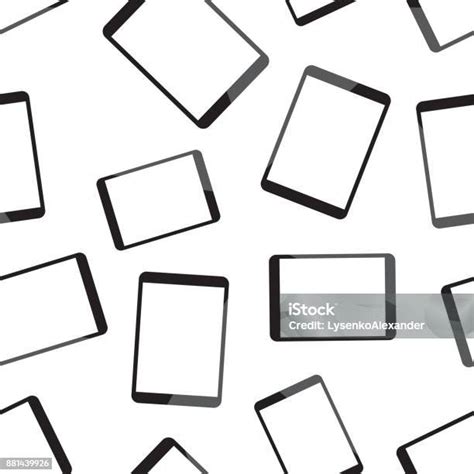 태블릿 컴퓨터 완벽 한 패턴 배경입니다 비즈니스 평면 벡터 일러스트입니다 현실적인 장치 기호 심볼 패턴 공란에 대한 스톡 벡터 아트 및 기타 이미지 Istock