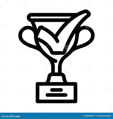 Trophy Check Mark Line Icon Vector Illustration Stock Illustration Illustration Of Positive
