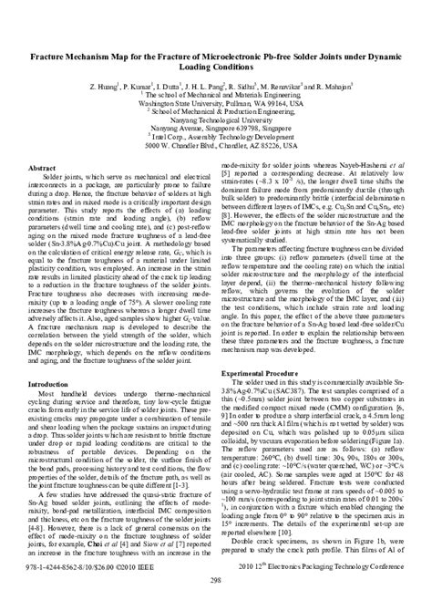 Pdf Interface Fracture Toughness Assessment Of Solder Joints Using Double Cantilever Beam Test