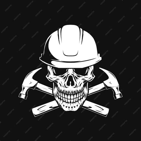 Premium Vector Skull And Helmet Builder Skull Premium Vector Skull And Helmet Builder Skull